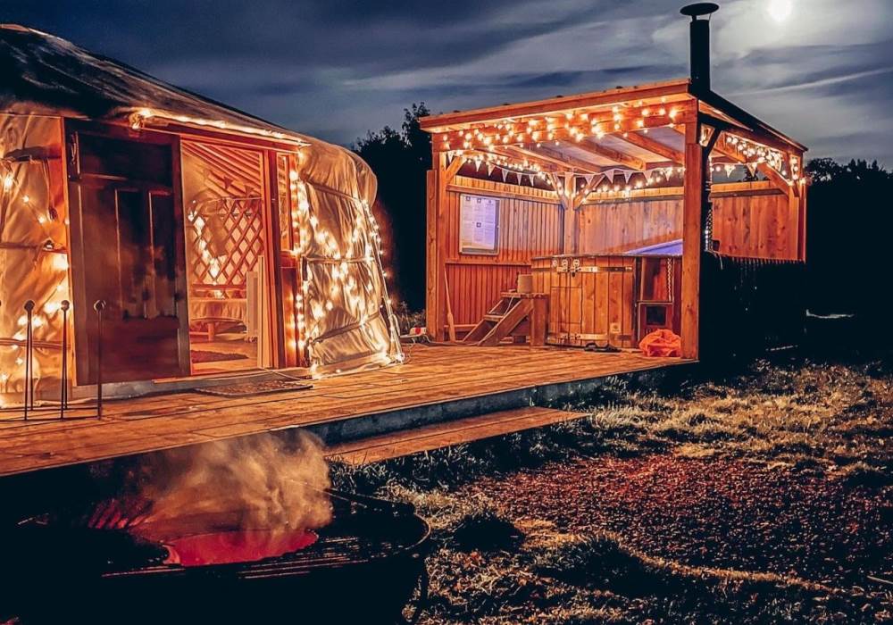 Glamp and Tipple | Moet - Luxury Heated Yurt with Hot Tub